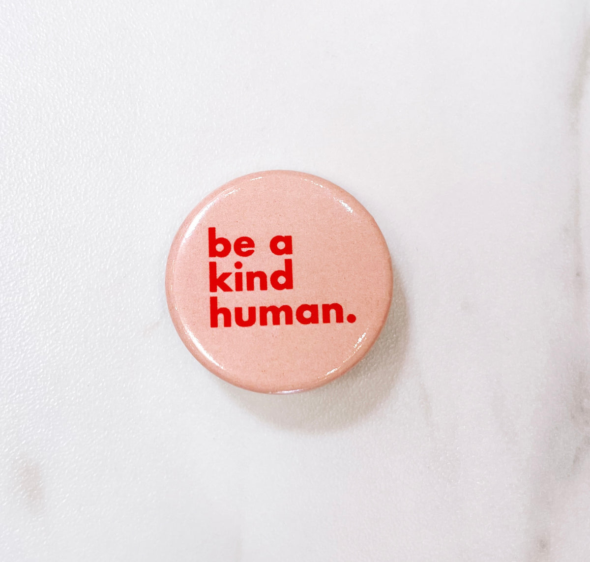 Be a Kind Human Button // Peach/Red – Jenny in the City